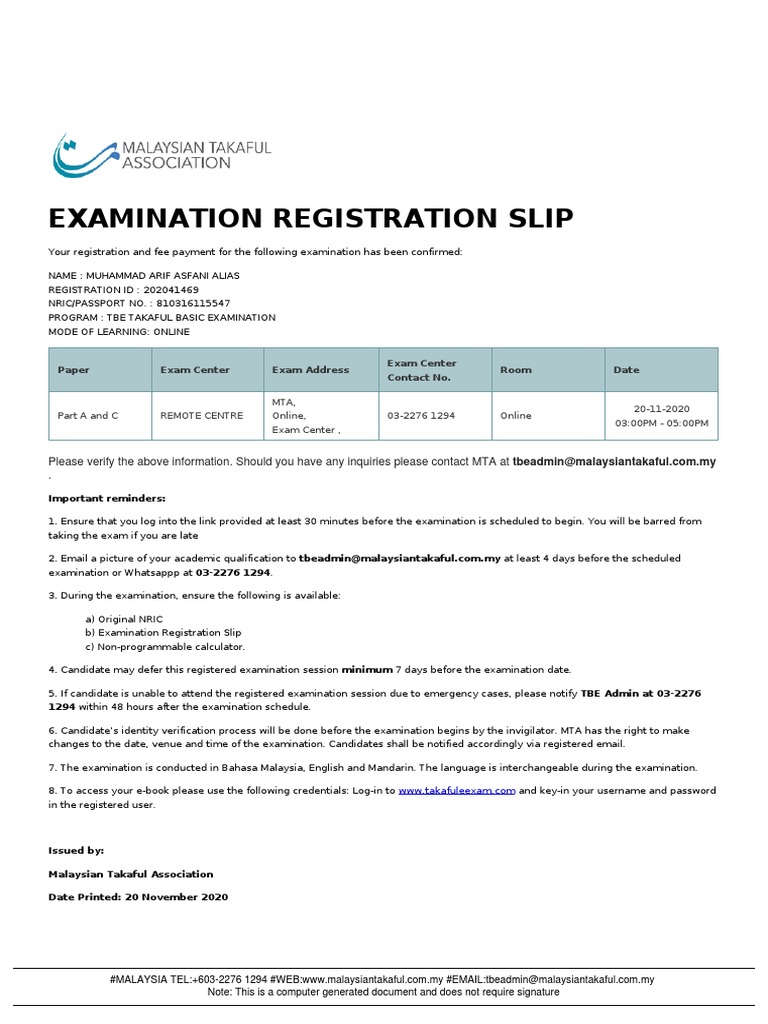 Slip Exam PDF | PDF