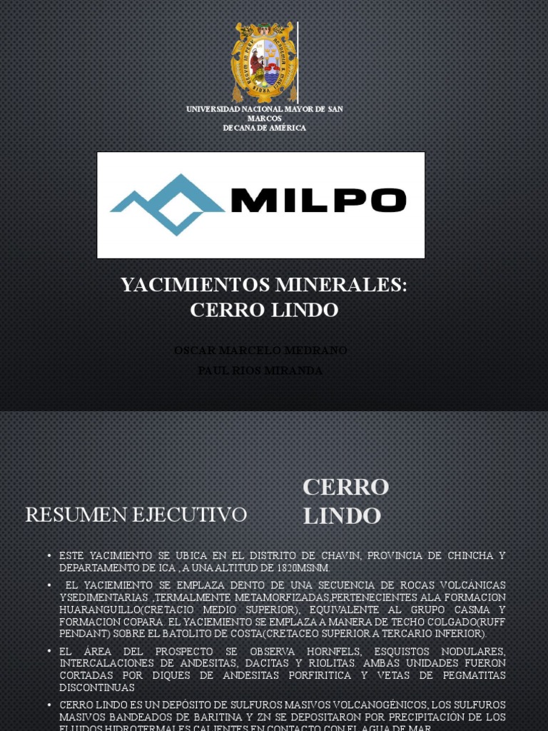 Yacimiento Cerro Lindo | PDF | Andes | Geología