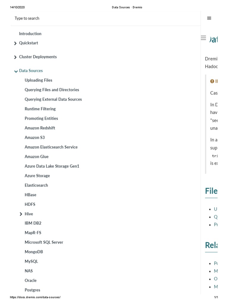 Data Sources Dremio | PDF