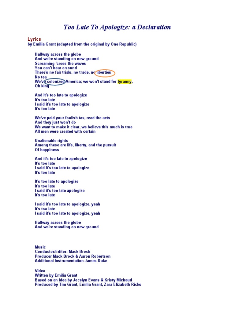 Class 7 Too Late To Apologize | PDF