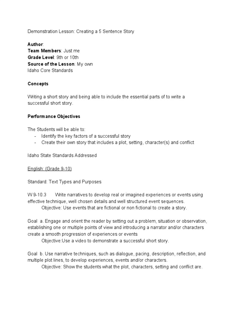 Crafting a 5-Sentence Story | PDF | Narration | Narrative