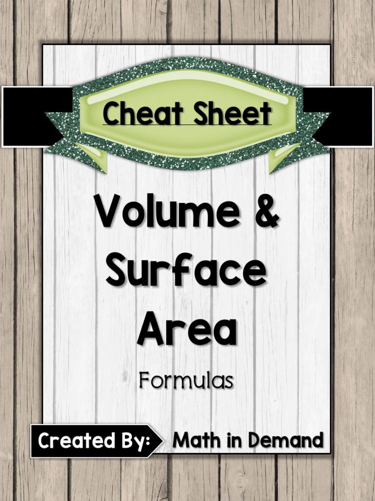 Cheat Sheet: Volume & Surface Area | PDF | Teaching Methods & Materials