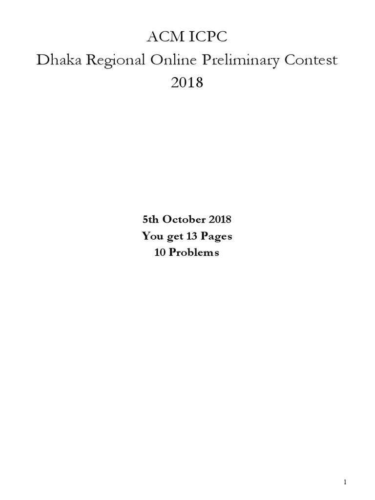 ICPC Preli-2018 Problem Set | PDF | String (Computer Science) | Numbers