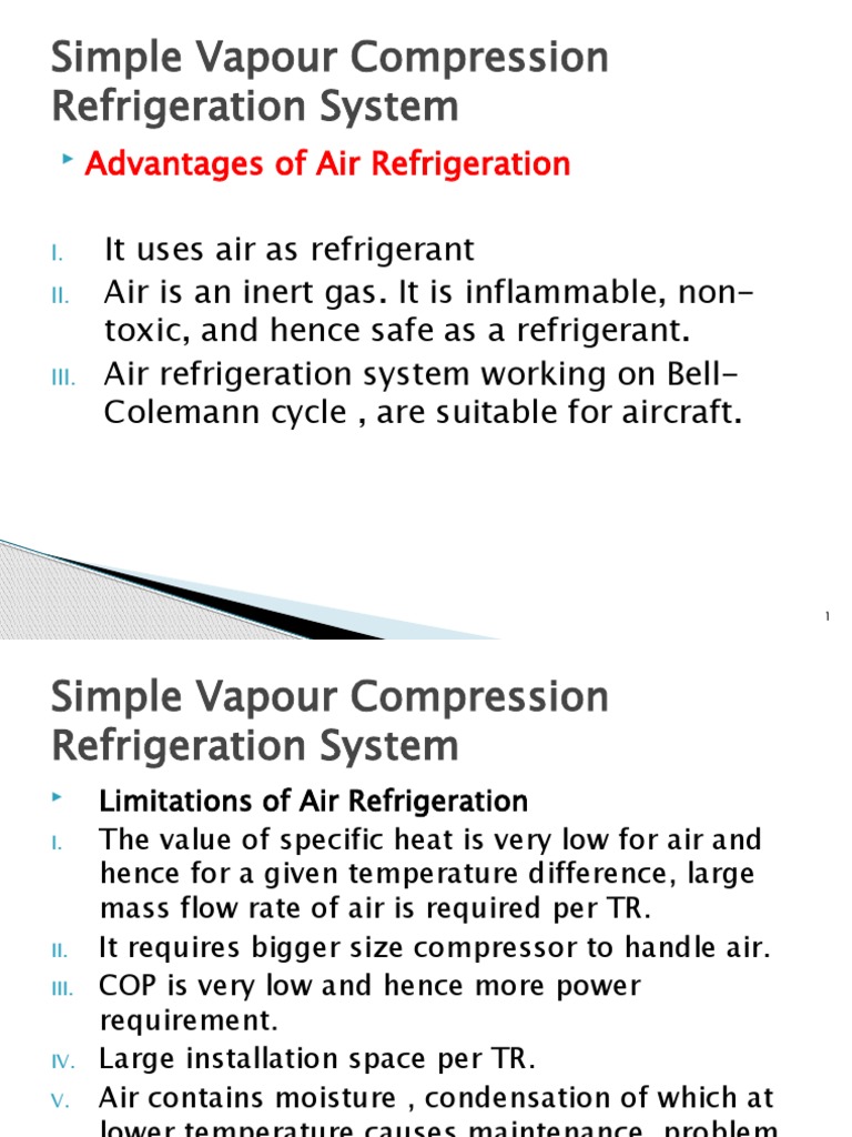 Simple Vapour Compression Refrigeration System: Advantages of Air ...