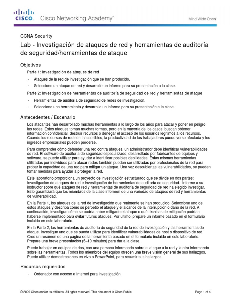 1.4.1.1 Lab - Researching Network Attacks and Security Audit Tools | PDF | Vulnerabilidad ...