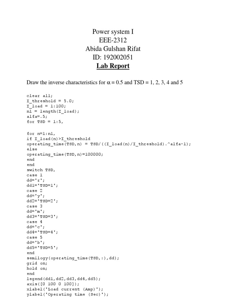 Power System I EEE-2312 Abida Gulshan Rifat ID: 192002051: Lab Report ...