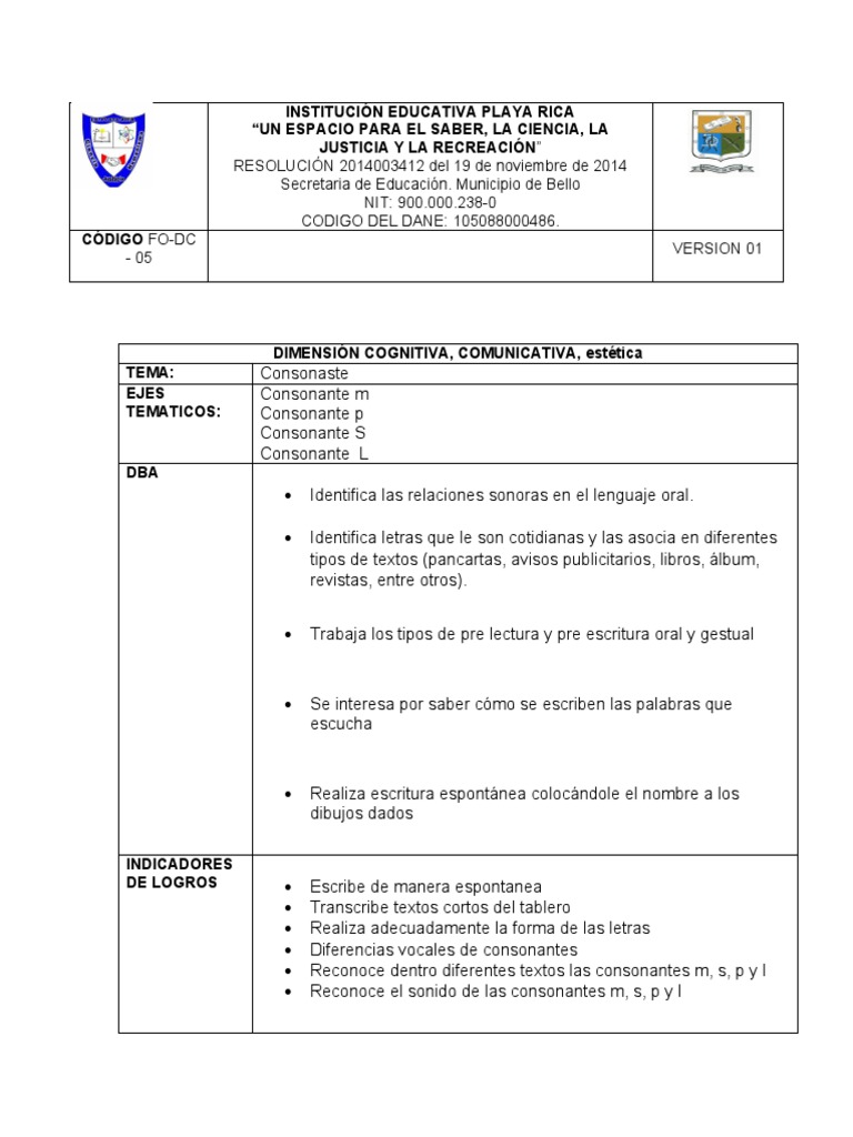 Actividades de Consonantes para Primer Grado | PDF | Comunicación ...