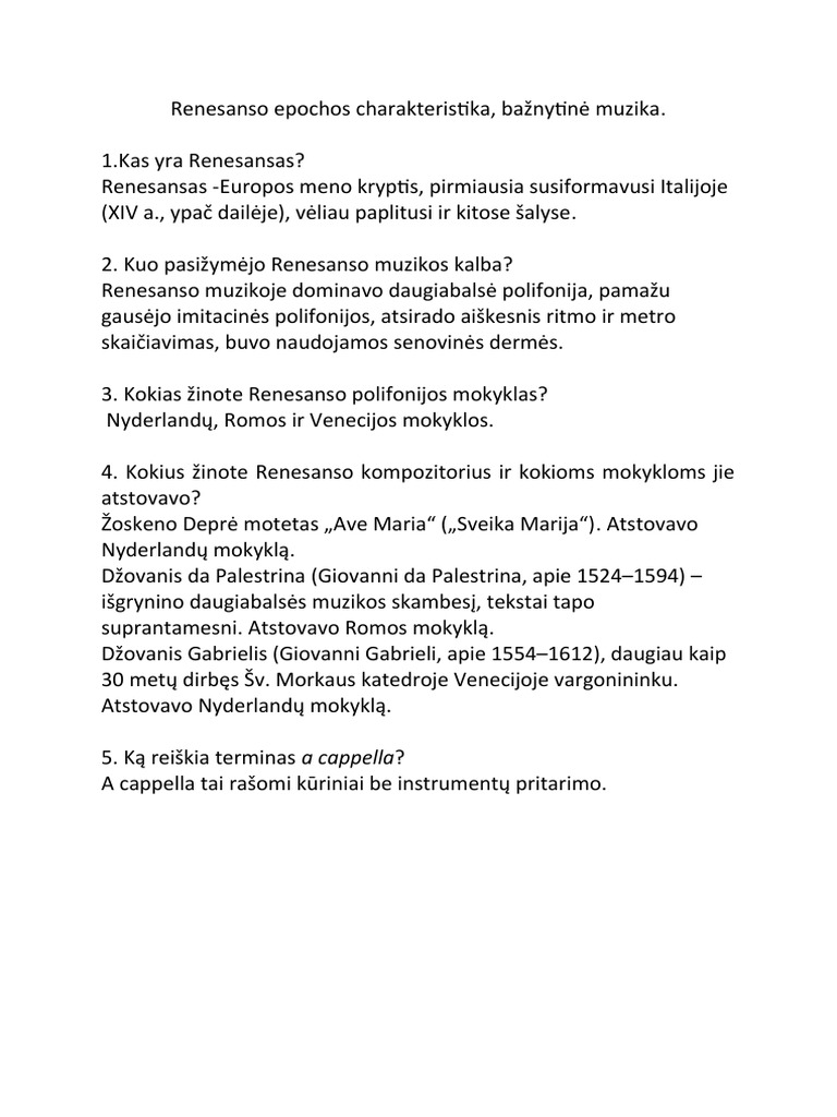 Renesanso Epochos Charakteristika | PDF