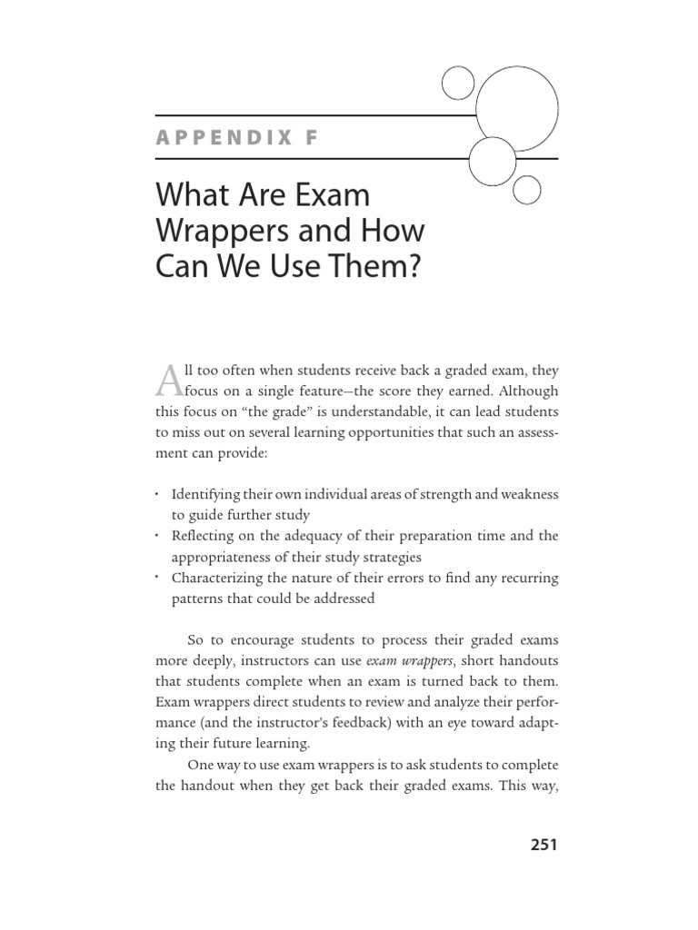 What Are Exam Wrappers and How Can We Use Them?: Appendix F | PDF ...