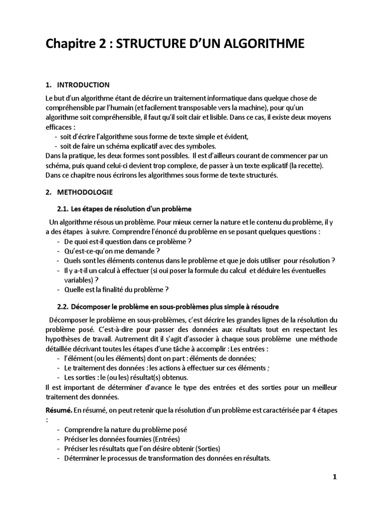 ALGO CH2 Structure D'un Algorithme | PDF | Structure de contrôle ...