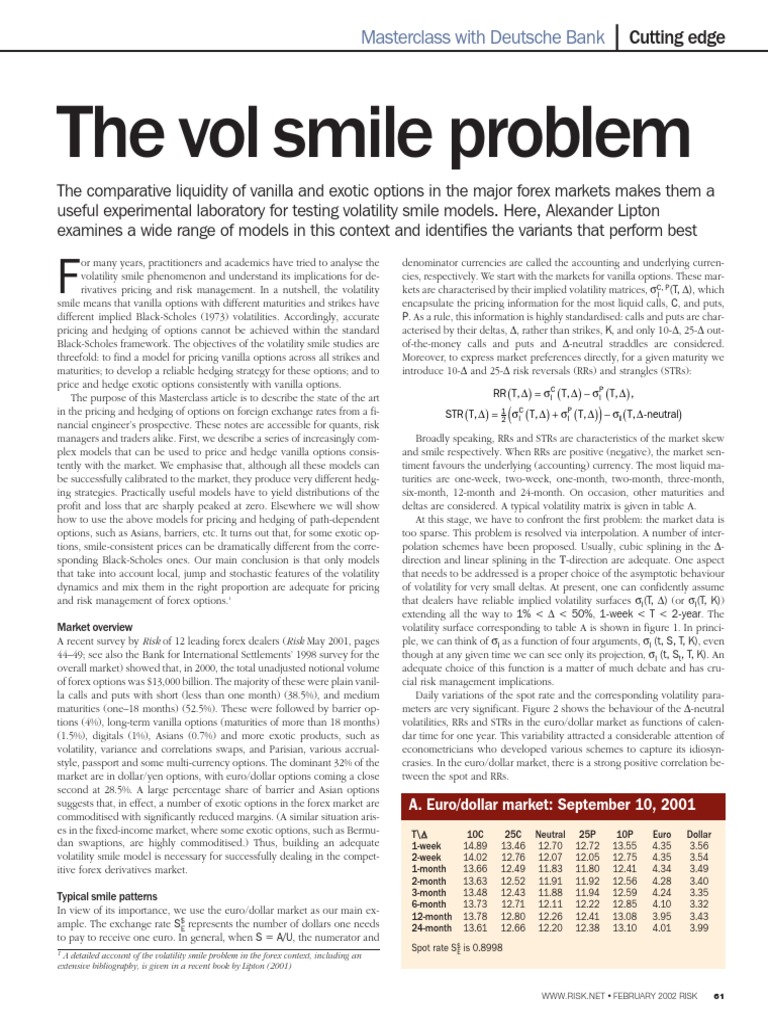 The Vol Smile Problem - FX Focus | PDF | Black–Scholes Model | Option ...