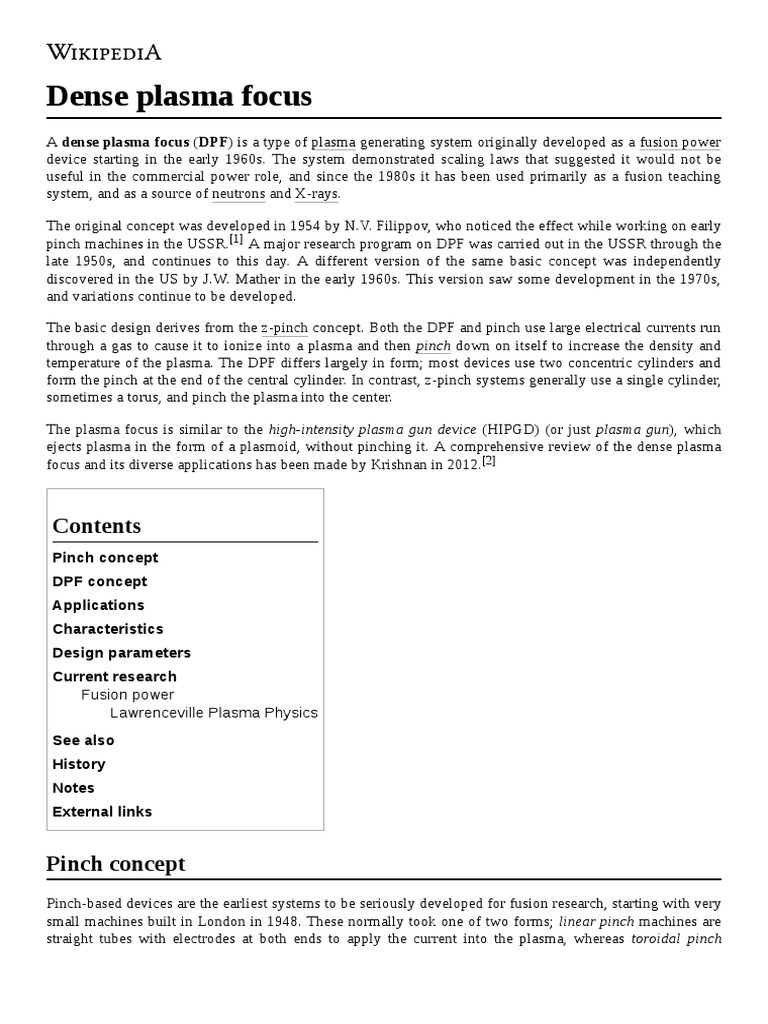 Dense Plasma Focus PDF | PDF | Astrophysics | Physical Chemistry