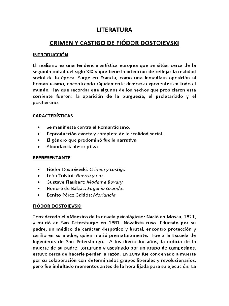 Crimen y Castigo: Análisis y Resumen | PDF | Crimen y castigo | Novelas