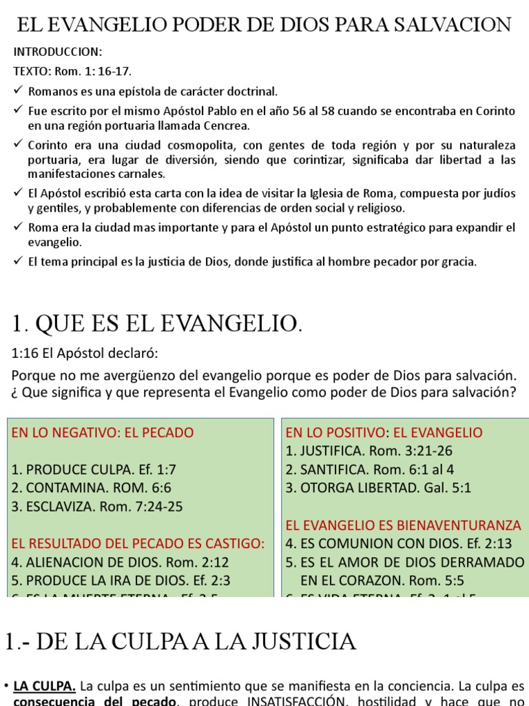 El Evangelio Poder de Dios para Salvacion | PDF | Cristo (título) | Pecado