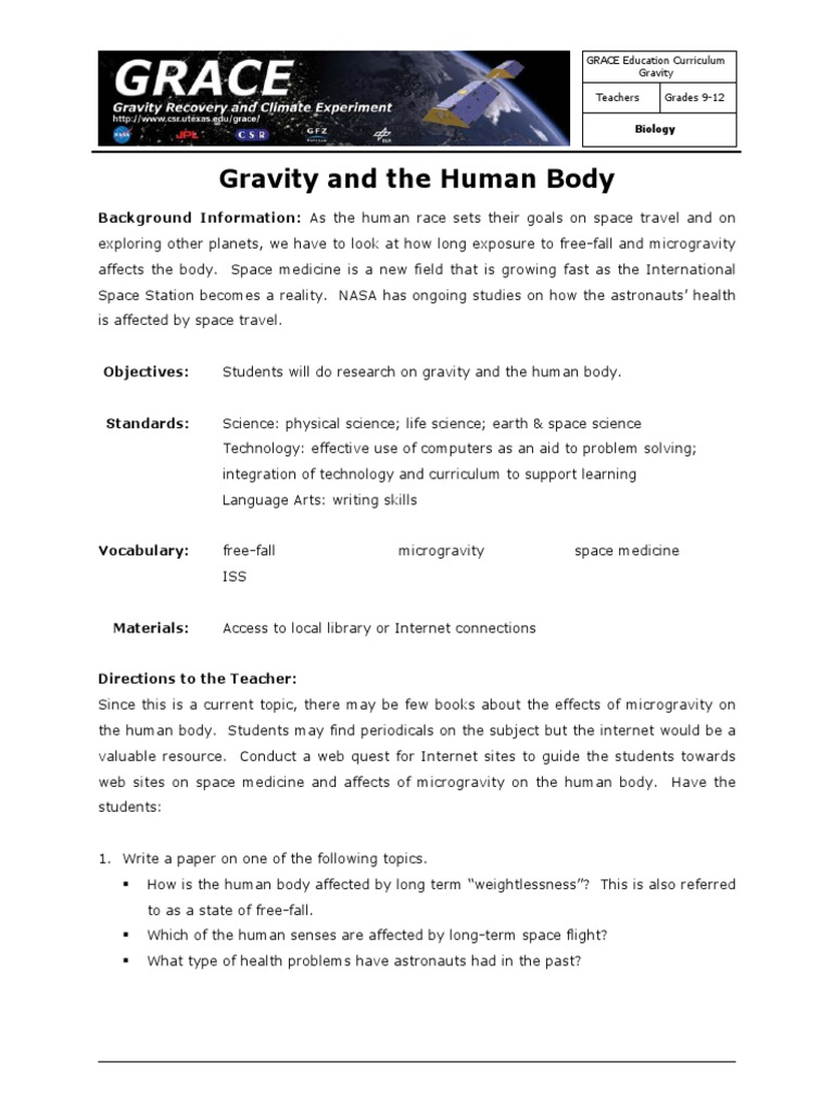 Gravity and The Human Body | PDF | Micro G Environment | Weightlessness