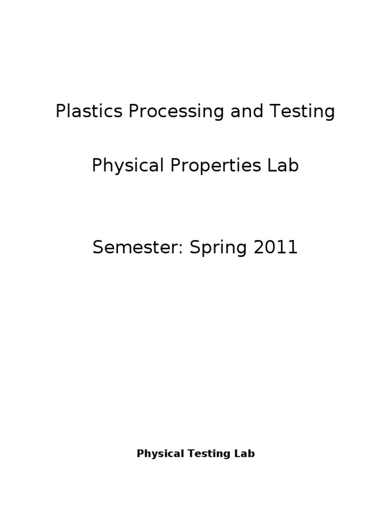 Determining Physical Properties and Identifying Unknown Polymer Samples ...