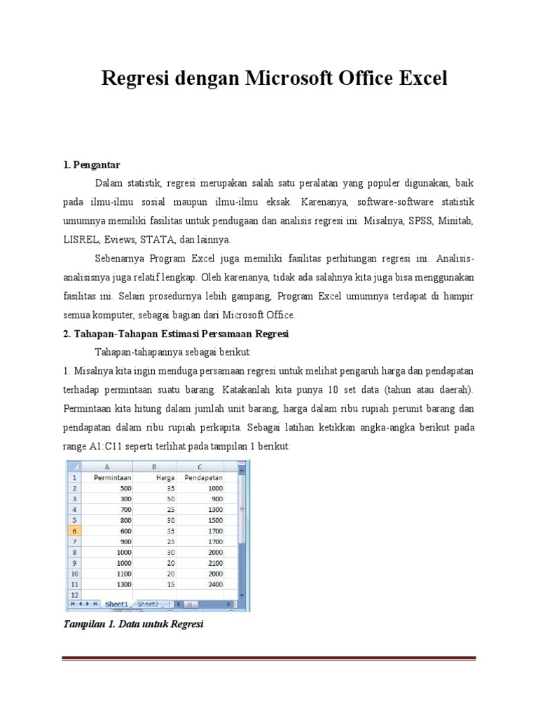 Regresi Dengan MS. Excel | PDF