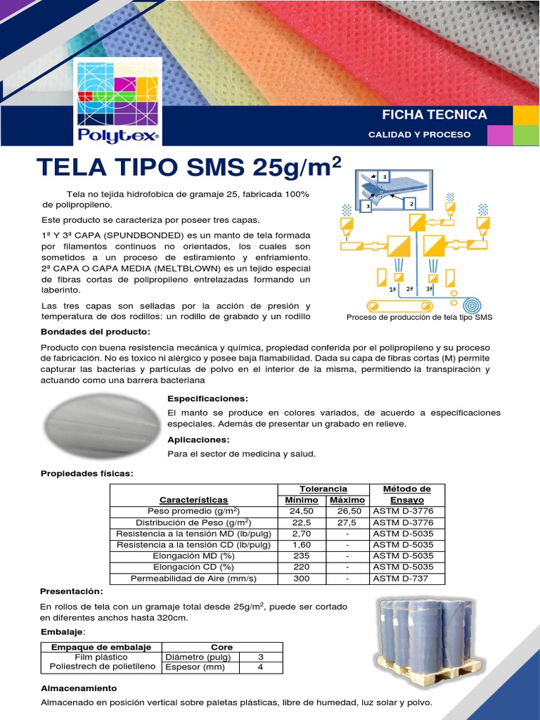 TELA SMS Gramaje 25 | PDF | Materiales | Química
