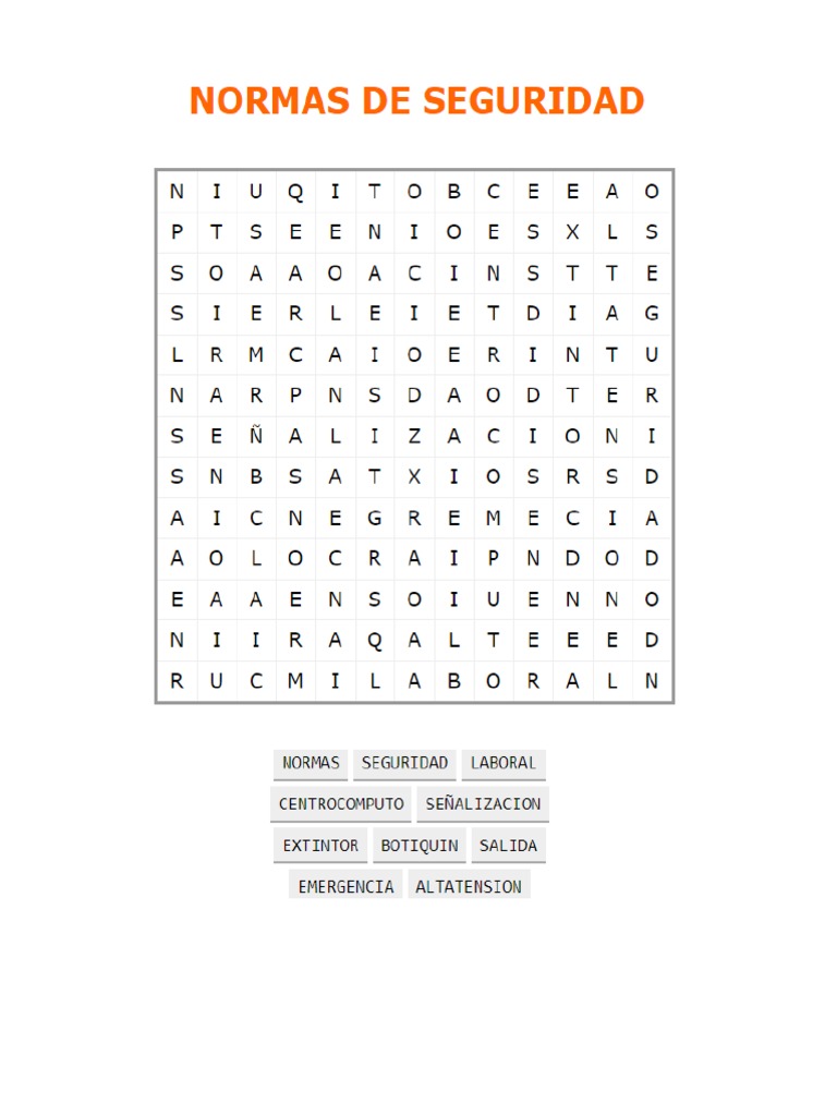 Sopa de Letras Seguridad | PDF