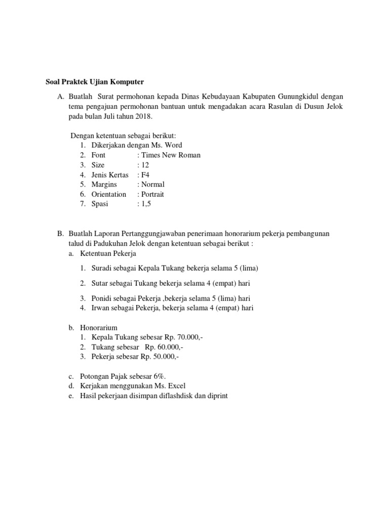 Soal Praktek Ujian Komputer Pdf Pdf