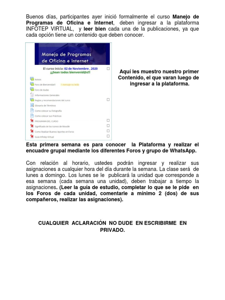 Aviso Inicio Del Curso | PDF