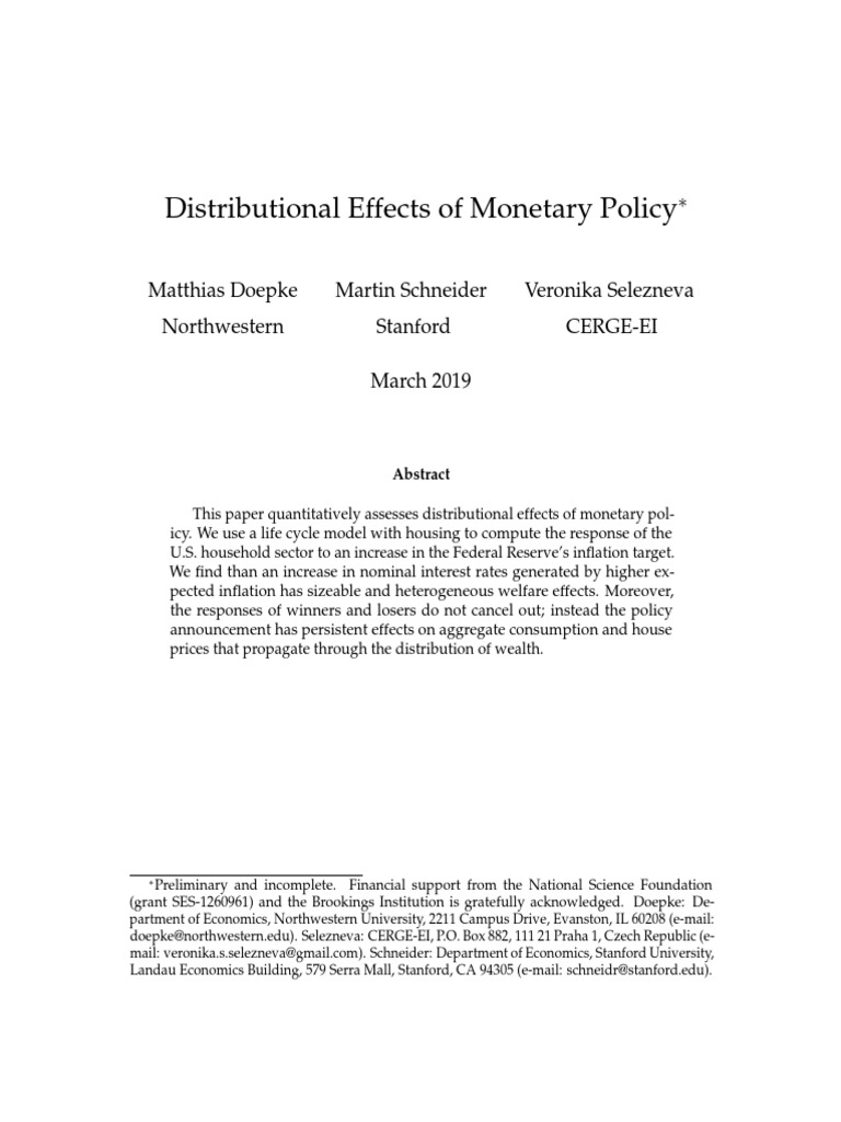 Doepke - Distributional - Effects - of - Monetar - Policy | PDF ...