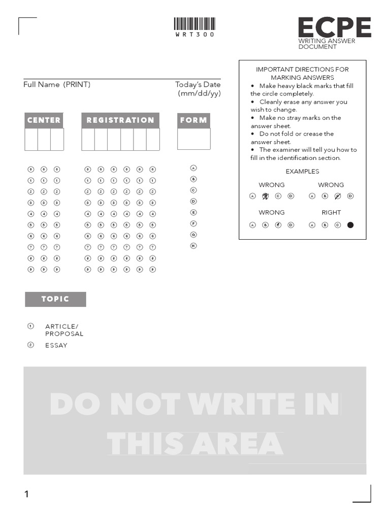 ECPE Writing Answer Document | PDF | Written Communication