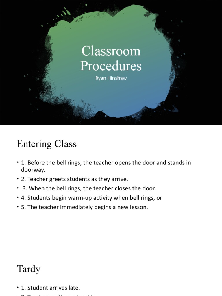 Classroom Procedures | PDF | Teaching | Teachers