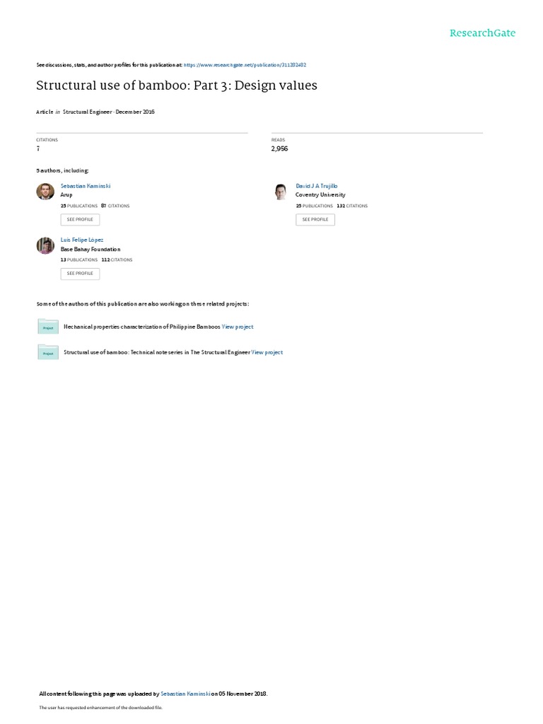 Structural Use of Bamboo Part 3 Design Values | PDF | Strength Of ...