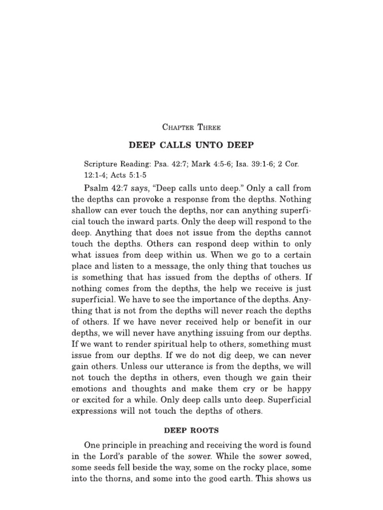 Deep Calls Unto Deep PDF | PDF