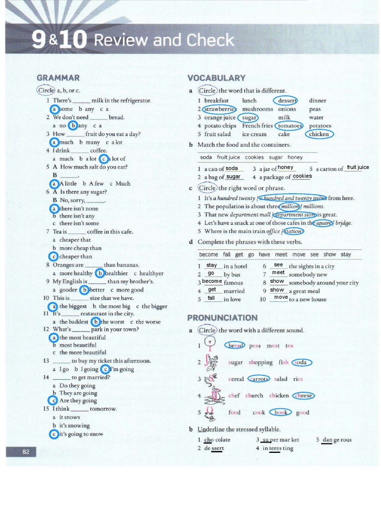 Review and Check 9-10 | PDF | Lunch | Foods