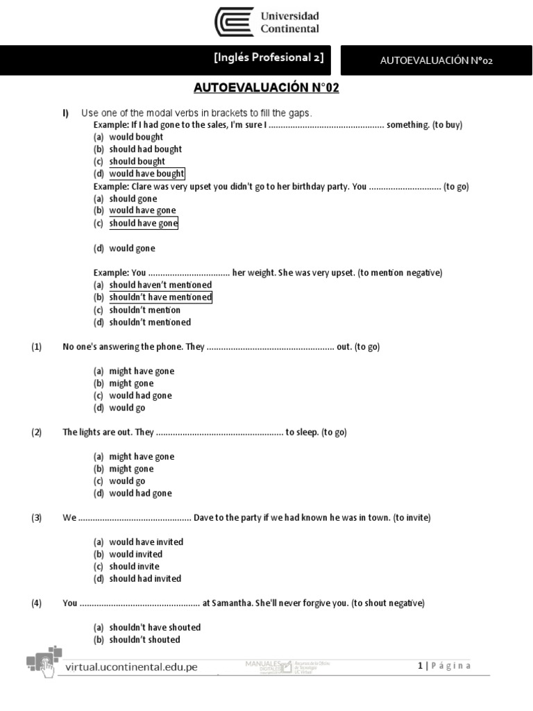 Autoevaluación de Modal Verbs | PDF | Morphology | Grammar