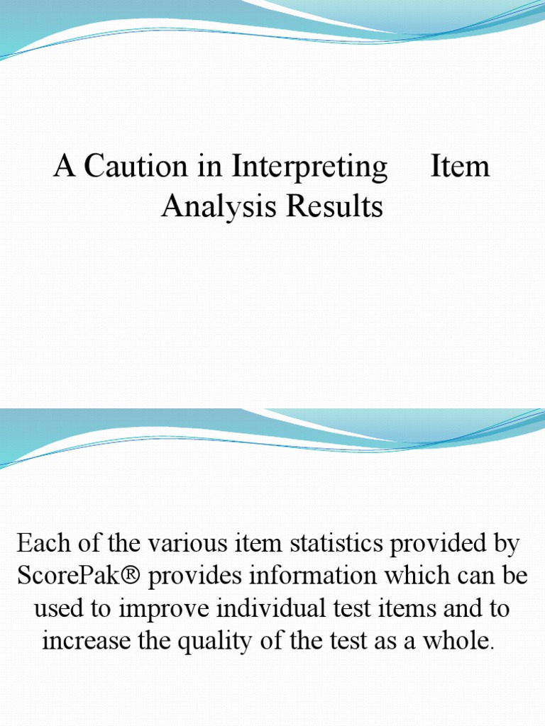 Interpreting Item Analysis Results | PDF