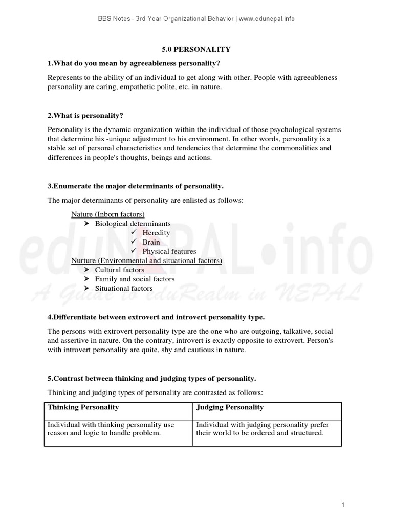 5 Personality PDF | PDF | Extraversion And Introversion | Behavior