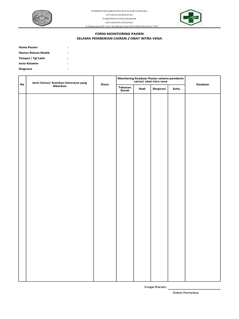 Monitoring Pasien IV Puskesmas Sungai Mariam | PDF