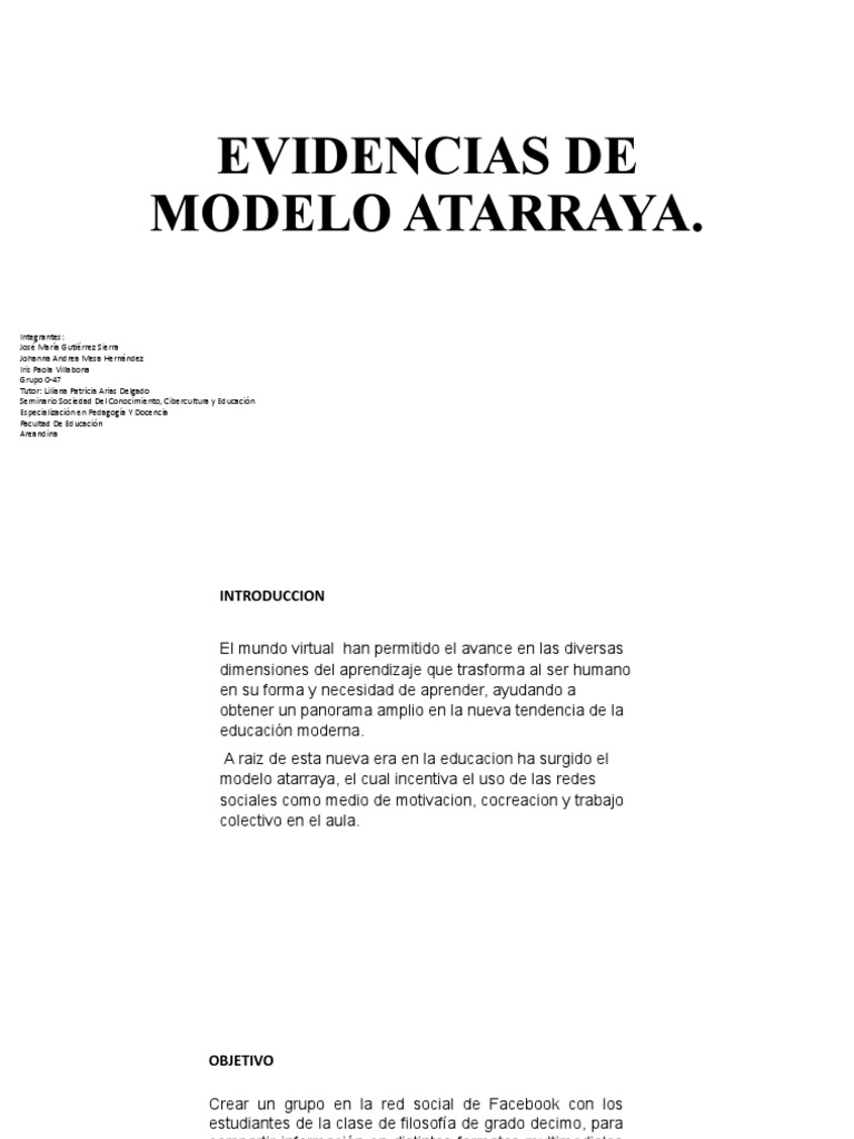 Evidencias de Modelo Atarraya | PDF | Maestros | Modificación de ...