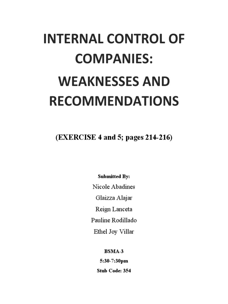 Internal Control of Companies: Weaknesses and Recommendations ...