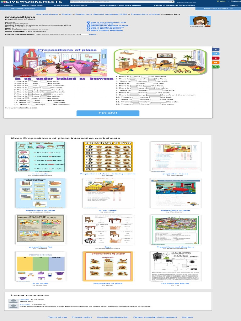 Prepositions Interactive Worksheet PDF | PDF | Software | Cyberspace