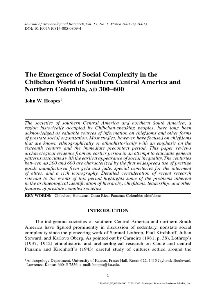 The Emergence of Social Complexity in TH | PDF | Emergence | Social ...