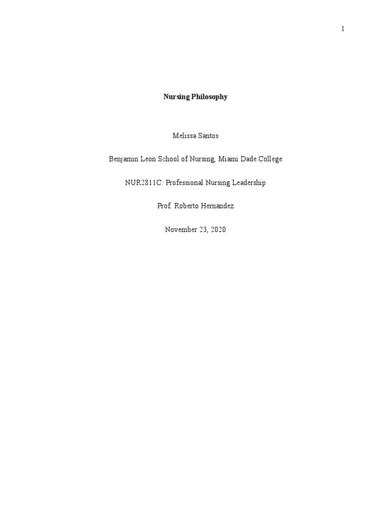 Nur2811c Nursing Philosophy Qep Paper | PDF | Nursing | Evidence Based ...