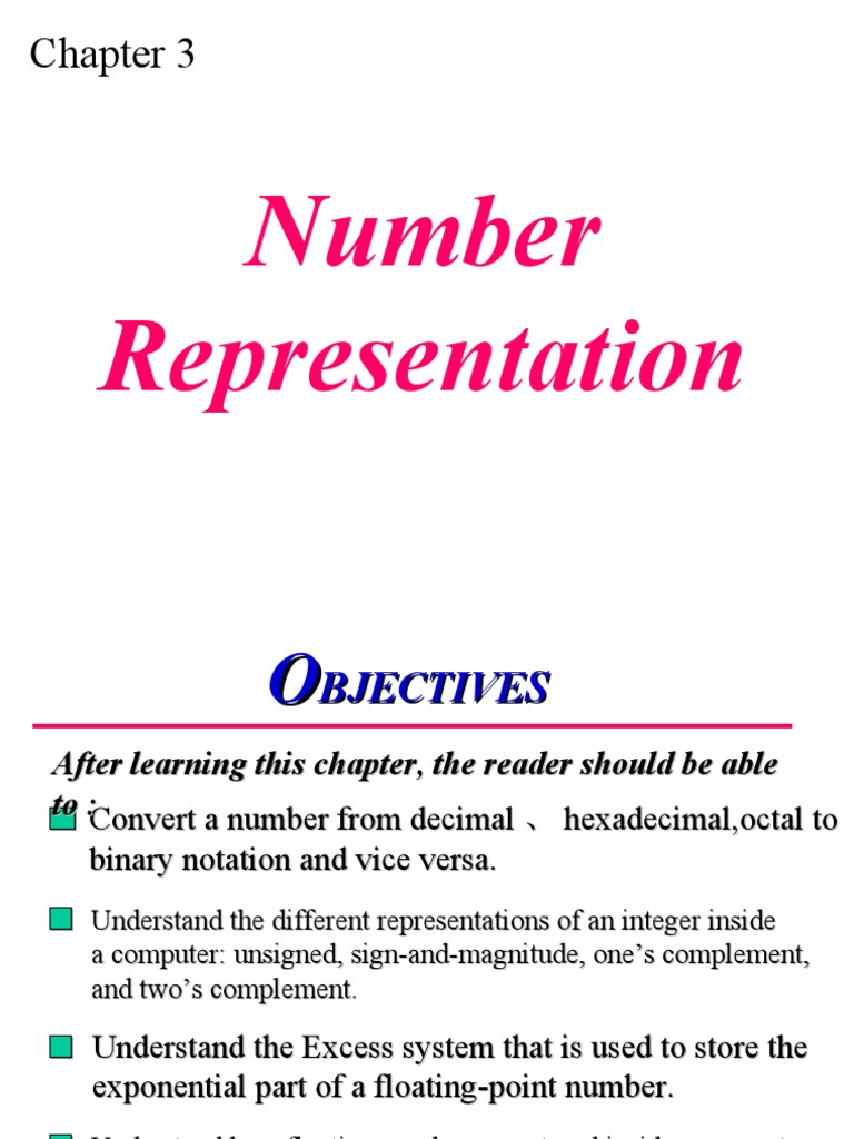 Chapt 3 Number Representation | PDF | Integer (Computer Science) | Numbers