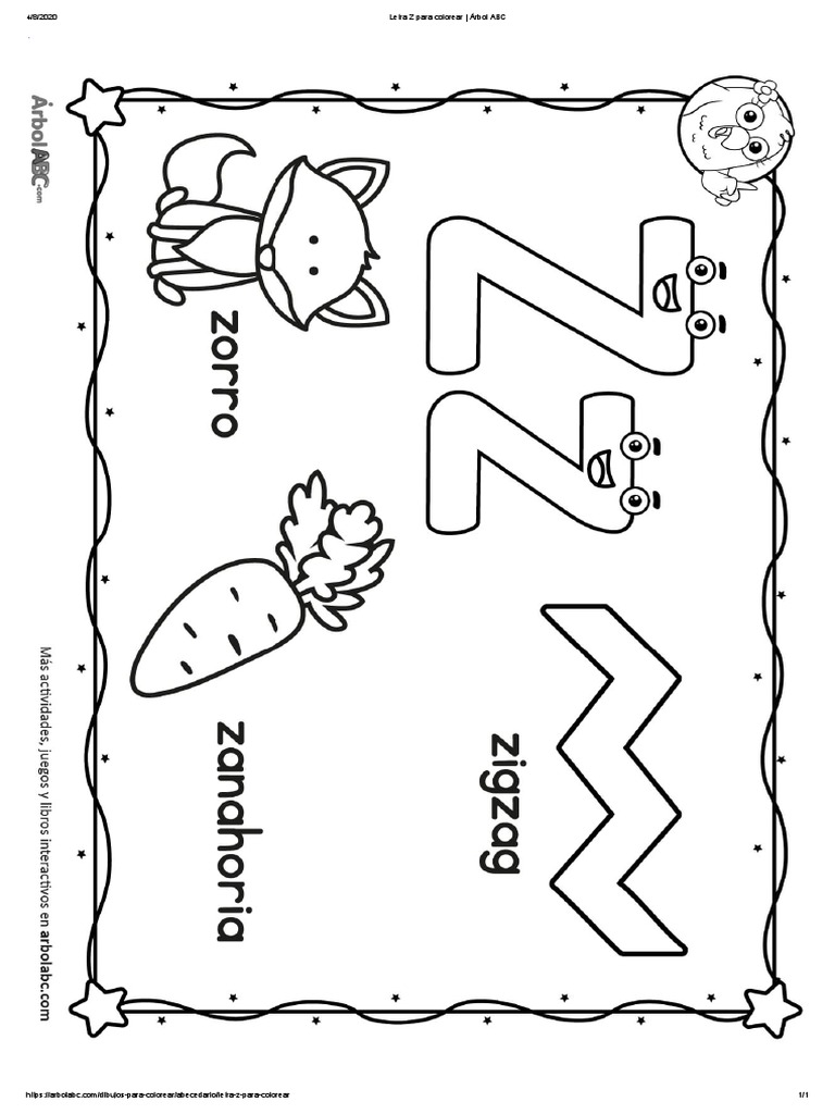 Letra Z para Colorear y Actividades | PDF