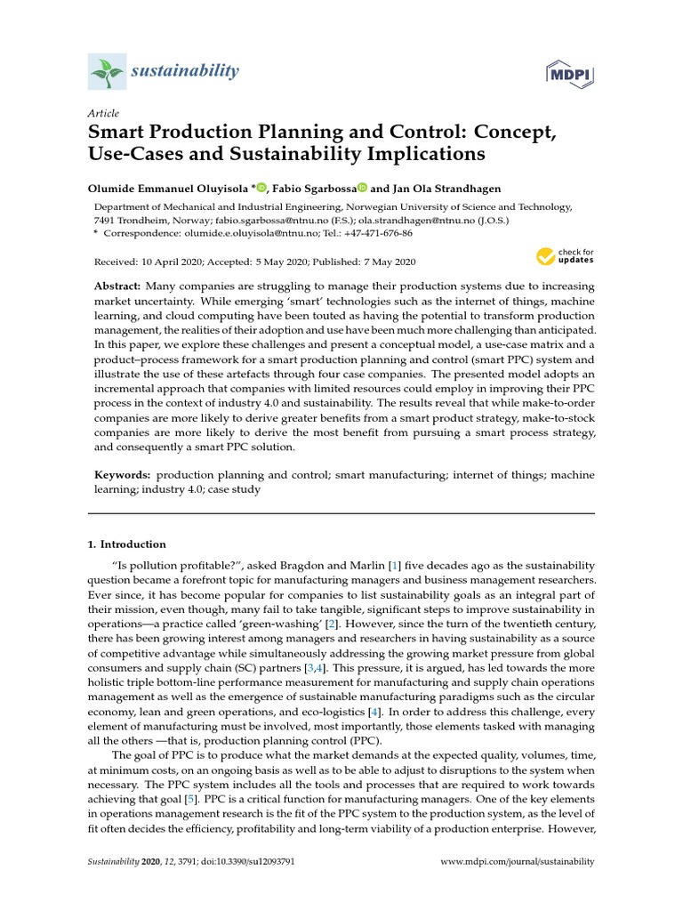 GEN 741 CA1sustainability-12-03791 PDF | PDF | Sustainability | Supply ...