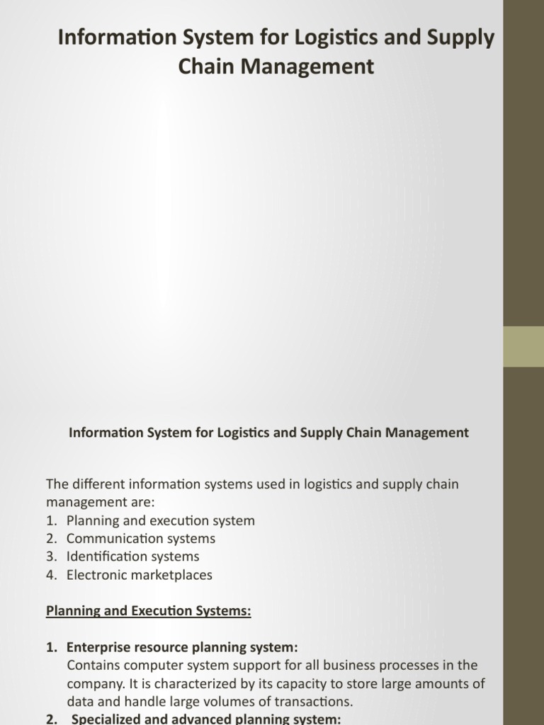 Logistics and Supply Chain Information Systems | PDF | Enterprise ...