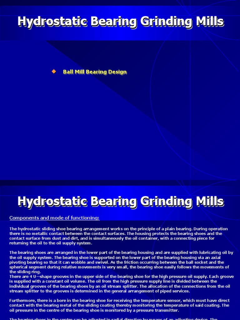 Ball Mill Hydrostatic Slide Shoe Bearing | PDF | Bearing (Mechanical ...
