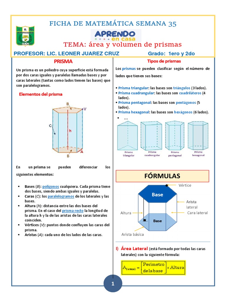 Semana 35 - Prisma 1ero y 2do | PDF | Triángulo | Geometría euclidiana