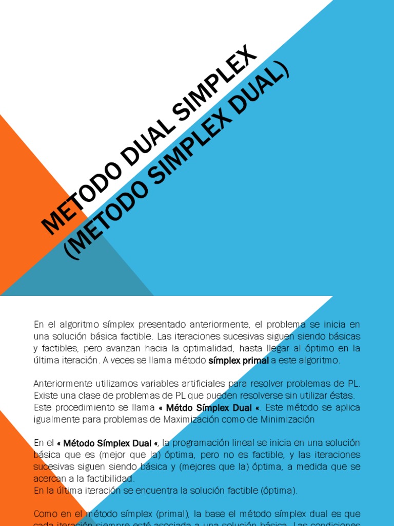 Método Dual Simplex en Programación Lineal | PDF | Álgebra | Análisis ...