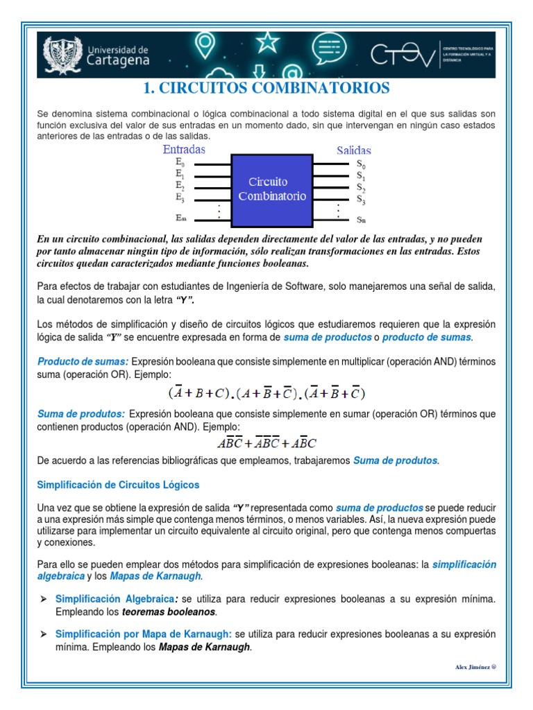 Circuitos Combinatorios | PDF | Álgebra de Boole | Enseñanza de matemática