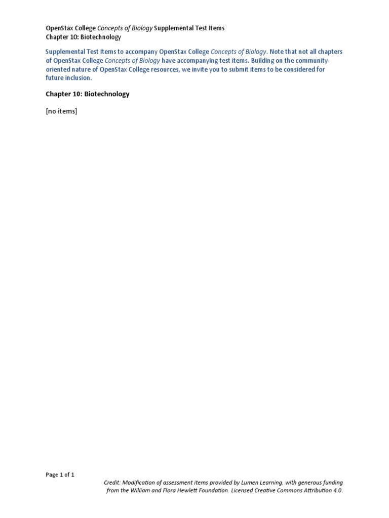 Chapter 10 Biotechnology Test Items | PDF | Technology & Engineering