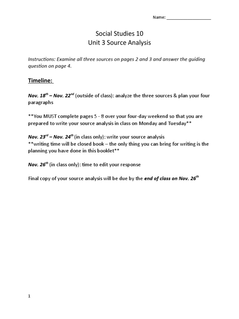Social Studies 10 Source Analysis Guide | PDF | Question | Semiotics